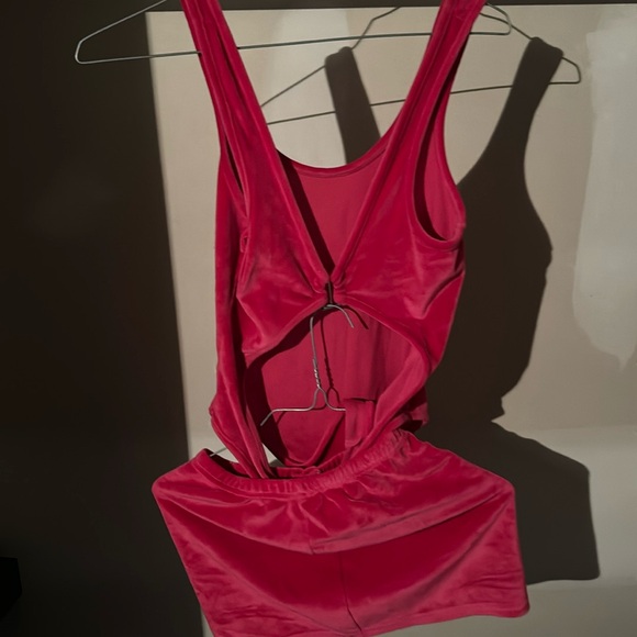 Skirts | Two Piece Hot Pink Polyester Bodysuit And Skirt Set | Poshmark